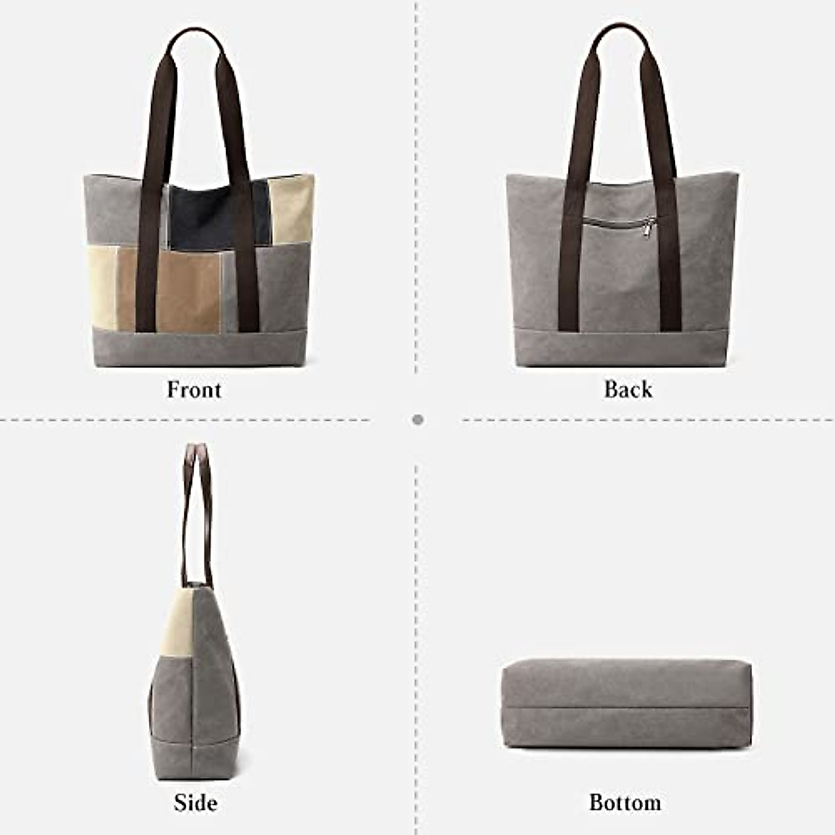 CORIOS Women's Canvas Handbag Casual Shoulder Bag Patchwork Tote Bag Large Capacity Top Handle Bag Retro Hobo Bag for Travel Work Party Shopping Office Purple