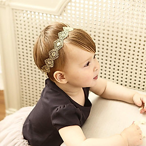 Gold Lace Flower Rhinestone Design Headpiece For Lovely Baby Princess Girls Hand Sewing Beads Hair Accessories Toddlers Headwrap for baby Girl
