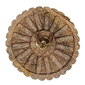 Creative Co-Op 5.75 Inches Round Carved Mango Wood Pleated Lid and Metal Pull, Natural and Antique Gold Finish Display Box