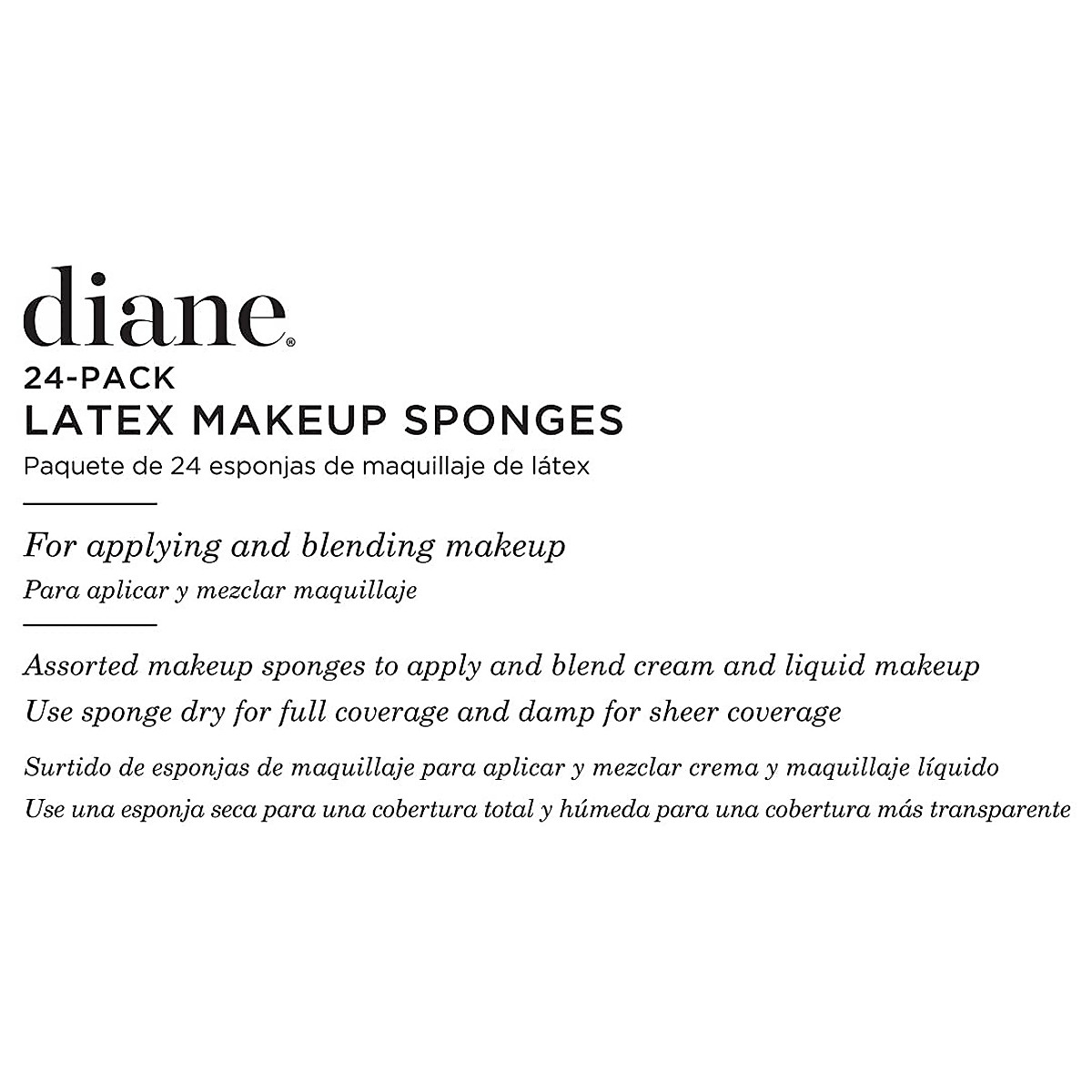 Diane D6049 Assorted Latex Makeup Cosmetic Sponges - 24 Pack