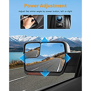 ITOPUP Towing Mirrors Fit for 2004-2014 for Ford for F150 Tow Mirrors with Power Control Heated Turn Signal Puddle Light Chrome Metallic Finish 1 Pair of Mirrors Left Side and Right Side