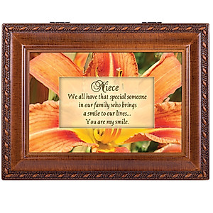 Cottage Garden Niece Woodgrain Traditional Music Box Plays Light Up My Life