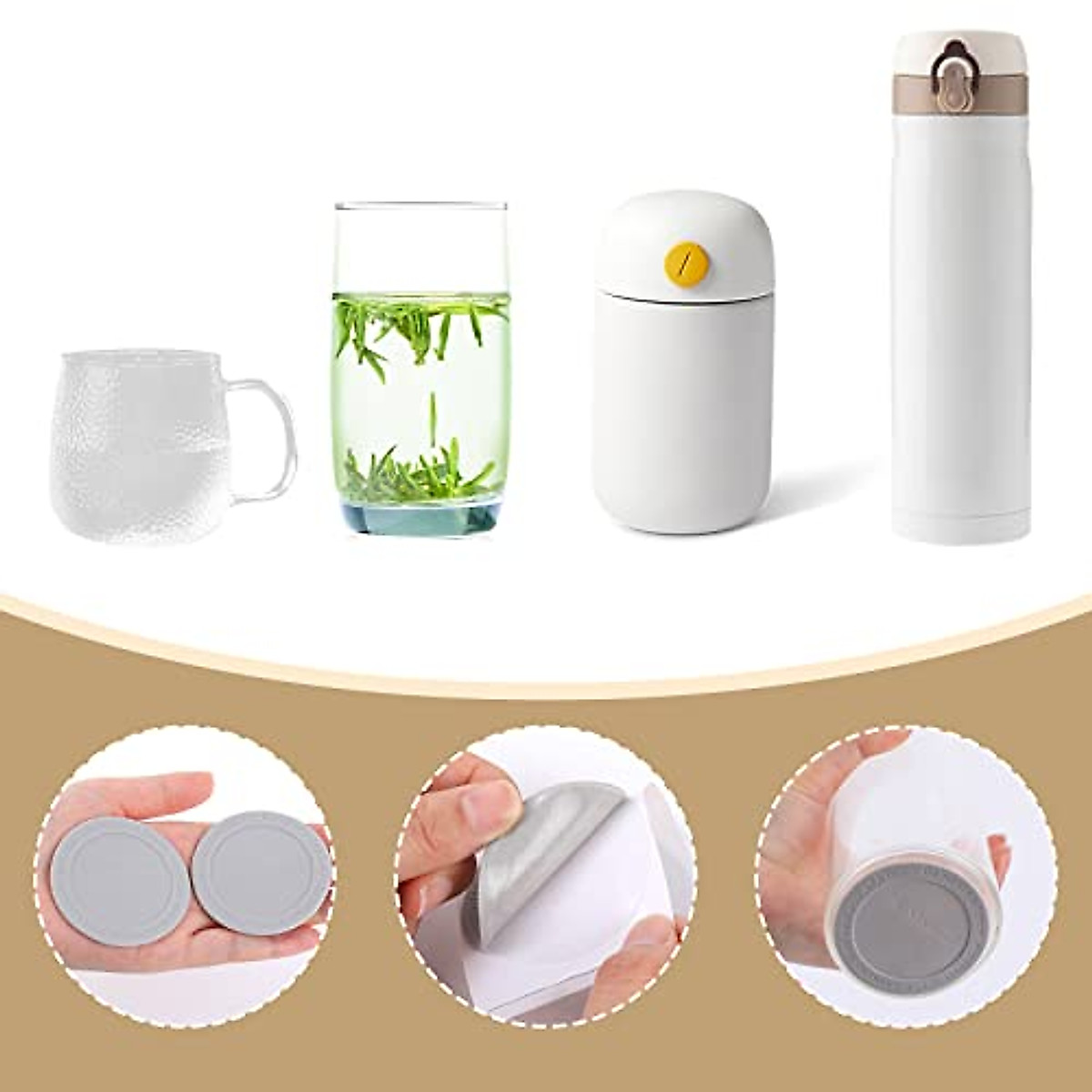 20 Pack Gray Rubber Bottoms for Sublimation Tumblers, Protective Non Slip Silicone Bumpers for Skinny Water Bottles 12oz/15oz/20oz/30oz