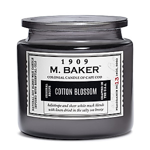 Colonial Candle Cotton Blossom Scented Jar Candle | 2-Wick Natural Soy Blend Wax Candle for Home | Relaxing Aromatherapy Candle Infused with Essential Oils | M. Baker Apothecary Glass Jar Candle