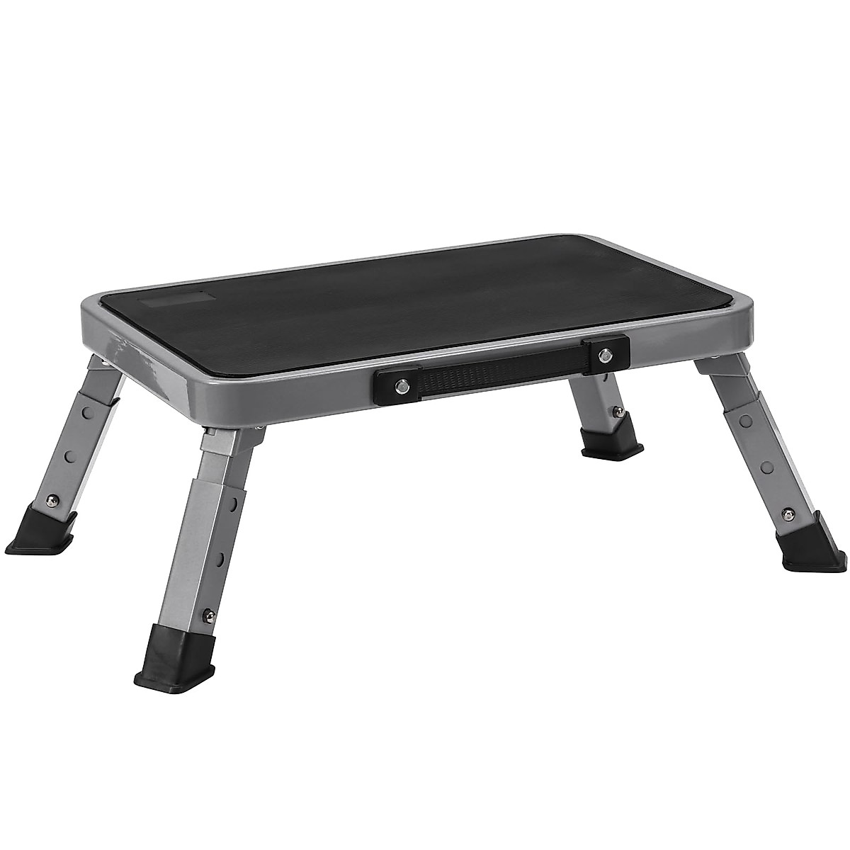 BOCOM One Step Stool, Height-Adjustable Lightweight Portable Folding Small Metal Step Ladder with Handgrip, Non-Slip Platform, Heavy Duty 330 lbs Capacity, for Home, Kitchen, Closet, RV, Adults Kids