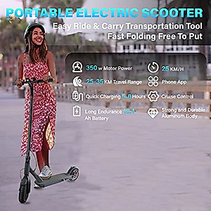 Electric Scooter for Adults, 350W Motor 36V/10Ah Lithium Up to 19 MPH & 21 Miles Long Range, 8.5" Honeycomb Tires Foldable and Portable Cruise Control Commuter Scooter for Adults