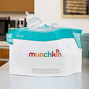 Munchkin® Sterilize™ Microwave Bottle Sterilizer Bags, Eliminates up to 99.9% of Common Bacteria, 30 Uses per Bag, 6 Pack