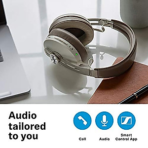 Sennheiser Momentum 3 Wireless Noise Cancelling Headphones with Alexa built-in, Auto On/Off, Smart Pause Functionality and Smart Control App, Sandy White