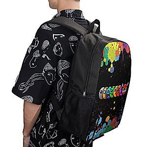 ONBJKPLG Geometry Dash Anime Backpack 17 Inch Cute Funny Bookbag Casual Laptop Daypack for Travel Picnic Camping