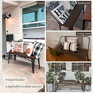 YOLENY EROMMY Metal Bench Industrial Mid-Century 2 Person Chair with Wood Seat,Dining Bench with Floor Protector Copper AZ1006