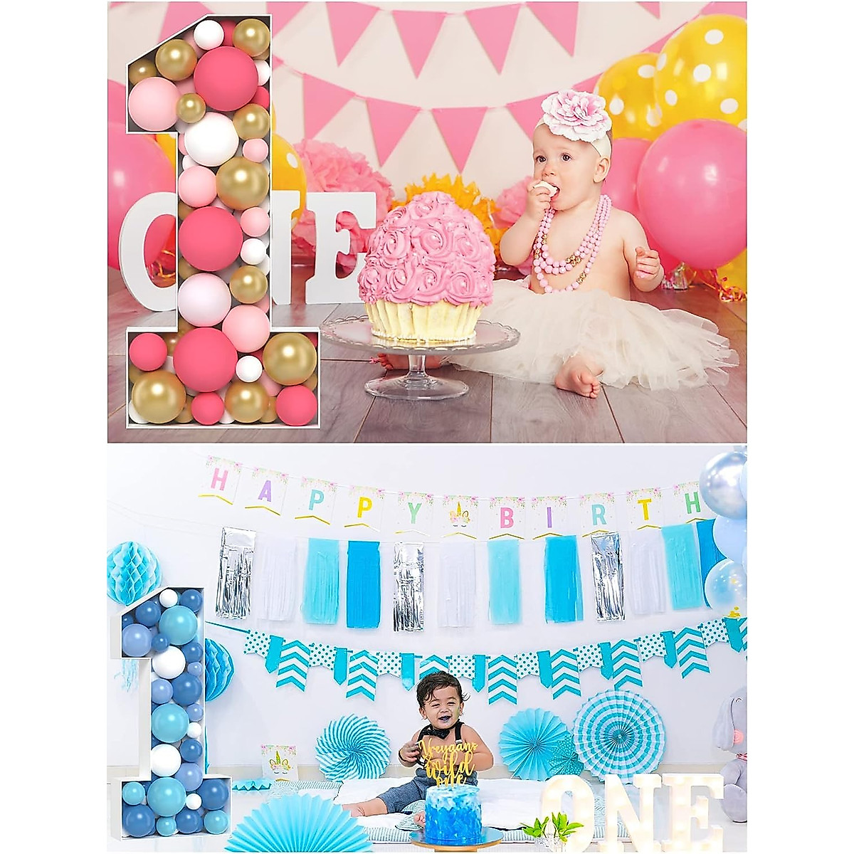 Super Easy Assembly 3FT Large Marquee Numbers - Number 1 Balloon Frame - Mosaic Numbers For Balloons - Ideal Number One Balloon Frame for First Birthday Decorations - Numero 1 Para Decoracion