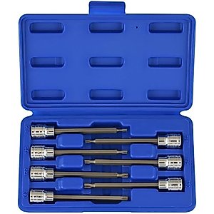 NEIKO 10080A 3/8” Drive Extra Long Torx Star Bit Socket Set | 7 Piece | T10 to T40 | 4-3/8” Length