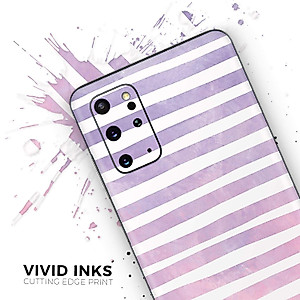 DesignSkinz Purple Watercolor Ombre Stripes Protective Vinyl Decal Wrap Skin Cover Compatible with The Samsung Galaxy S20 (Screen Trim & Back Glass Skin)