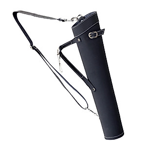 SOPOGER Archery Quiver,Leather Shoulder Back Arrow Quivers,Retro Waist Hip Arrow Bags,Dual Use with Large Pouch,Adjustable Belt for Outdoor Hunting & Target Practicing (Black)