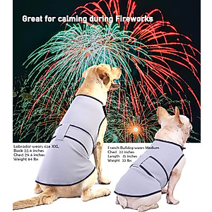 Sychien Dog Anxiety Dog Jacket,Dog Thunder Calming Shirt Wrap Vest for Large Dogs,Travel, Fireworks, Separation, Bluish Grey L