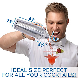 Stainless Steel Cocktail Shaker by Afflon â€“ Professional Martini Shaker for Cocktails â€“ 24oz Margarita Shaker - Bartender Mixer - Drink Shakers and Strainers Bar Set - Liquor Shaker