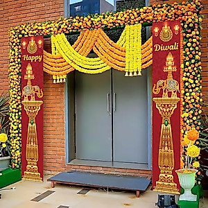 Happy Diwali Decoration Diwali Door Banner Porch Signs Welcome Banner Diwali Backdrop Deepawali Festival of Lights Hanging Decoration Yard Sign for Home Wall Door Cover Party Supplies（Elephant ）