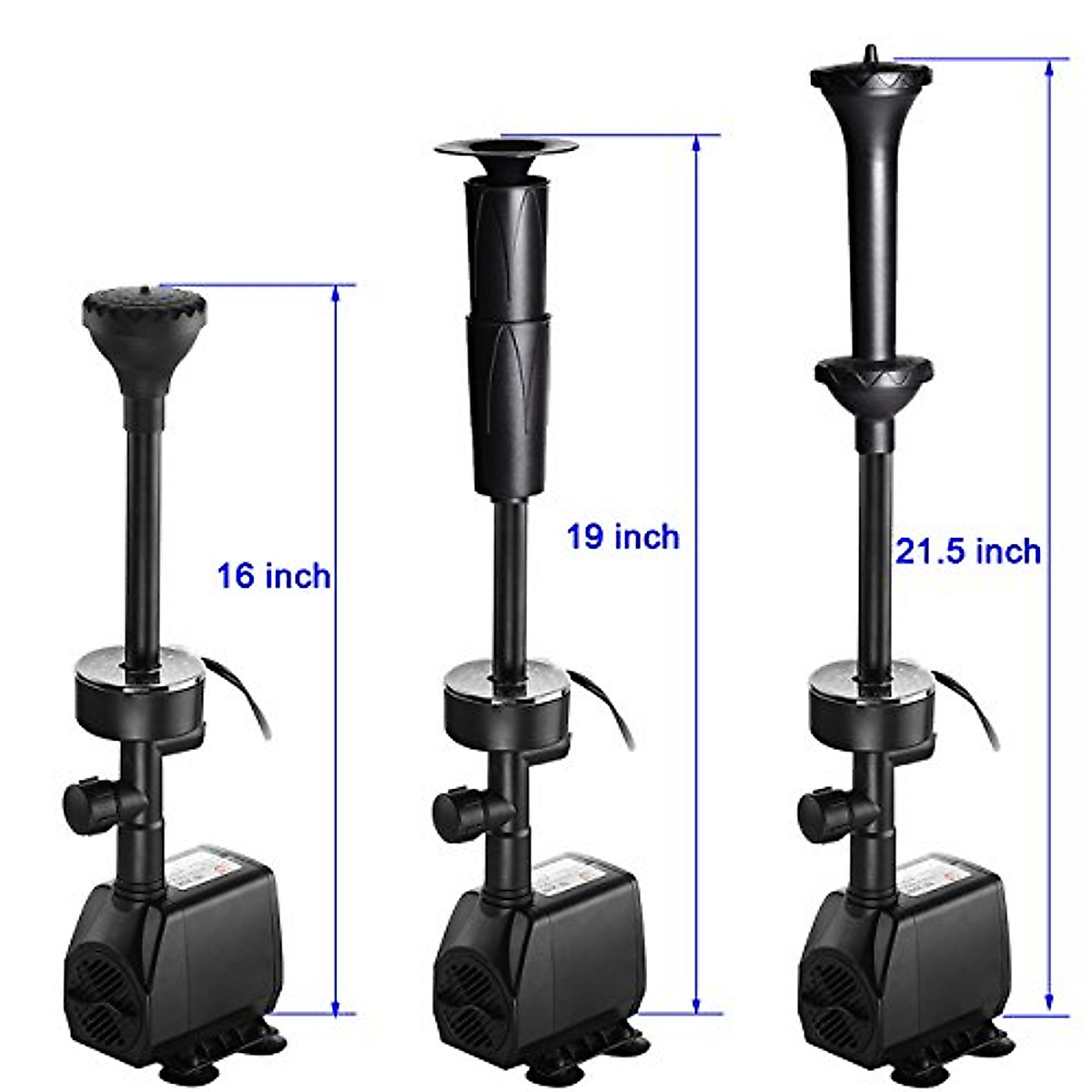 COODIA 730GPH Submersible Pump Fountain with RGB Color Changing Ring Water Patterns Decoration Garden Pond Landscape 2800L/H, 110V/55W