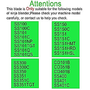 [ New Model] Replacement blender Blade for Ninja Accessories, Only Compatible with Nutri Ninja Foodi Power Blender SS150,SS151,SS300, SS350,SS351, SS351TGT, CO351B, SS100, SS101, SS101C, CO101B