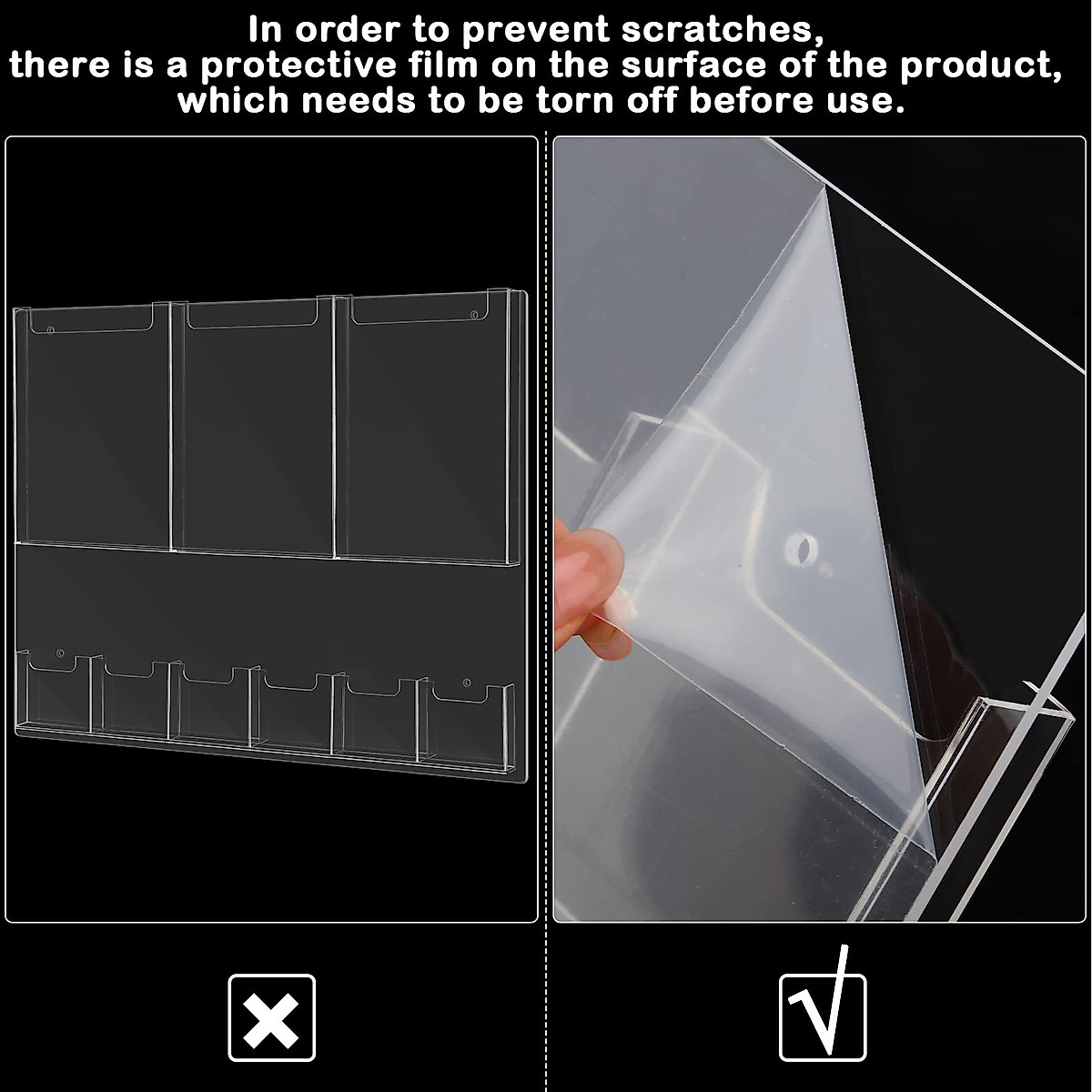 Weysat Acrylic Brochure Holder Wall Mount Rack Acrylic Magazine Literature Holder Display Stand Business Tri Fold Clear 9 Pockets Pamphlet Display Holder Plastic Flyer Wall Mount Slots (1 Pcs)