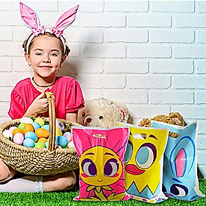 JOYIN 72 Pcs Easter Large Plastic Tote Bags Easter Goodie Treat Gift Bags for Egg Hunt, Easter Kids Party Favor Party Supplies