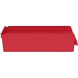 Akro-Mils 30014 Plastic Nesting ShelfMax Storage Bin Box, (24-Inch x 11-Inch x 6-Inch), Red, (6-Pack)
