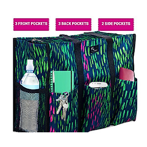 Pursetti Utility Tote with Pockets & Compartments-Perfect Nurse Tote Bag, Teacher Bag, Work Bags for Women & Craft Tote (Tropical Rain)