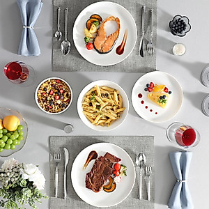 MALACASA Plates and Bowls Sets, 24 Pieces Modern Porcelain Dinnerware Set for 6 Ceramic Dishware Dishes White Kitchen Dinner Dining Ware Set Microwave and Dishwasher Safe, Series LUNA