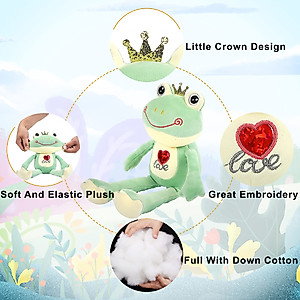 CAZOYEE Soft Frog Plush Stuffed Animal, Long-Leg Plush Frog Doll, Cute Stuffed Frog Plushies Gift for Kids, Creative Plush Frog Decoration, 8.8" (Heart)