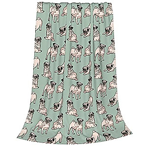 wodealmug Women's Dog Pug Throw Blankets Plush Blanket Soft Worm Sherpa Fleece Blanket Adults for Kid Crib Couch Chair Living Room Travel(50"x60",Dog Pug)
