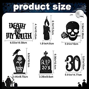 Fuutreo 36 Pcs Death to My 20s Decorations Rip 20s Birthday Decoration 30th Hanging Swirls Gothic Decorations Silver Black Glitter Funeral Party Supplies for Halloween Men Women