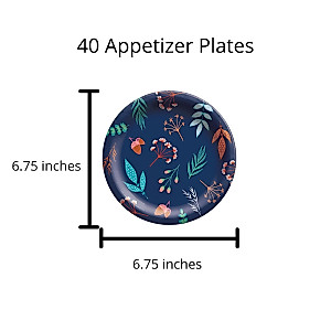 Navy Blue Fall Plates and Napkins Party Supplies - Disposable Blue Paper Dinnerware for 40 Guests for Birthday, Thanksgiving, Wedding, Bridal Shower Party Decorations