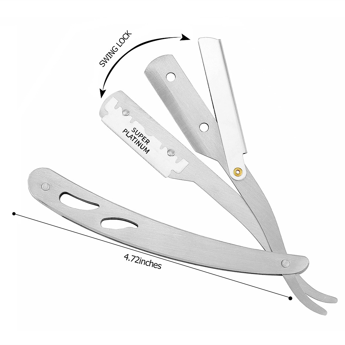 Wismee Professional Shaving Razors for Men Classic Straight Edge Barber Knife Razor with 110 Blades Salon Quality Stainless Steel Shavette Men's Manual Shaver Matte Silver Razor