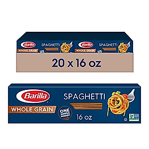 Barilla Whole Grain Pasta, Spaghetti, 16 Ounce (Pack Of 20)