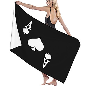 ADOSIA Ace of Spades Poker Beach Towel 32x52in Oversized Soft Absorbent Beach Towel