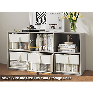 Vailando Foldable Storage Bins with Clear Window, Fabric Organizer for Closet, Shelves & Cubes - Breathable, Odor-Free Storage Boxes for Towels, Clothes, Toys, Books - 14.75"x10.25"x8", White, 3-Pack