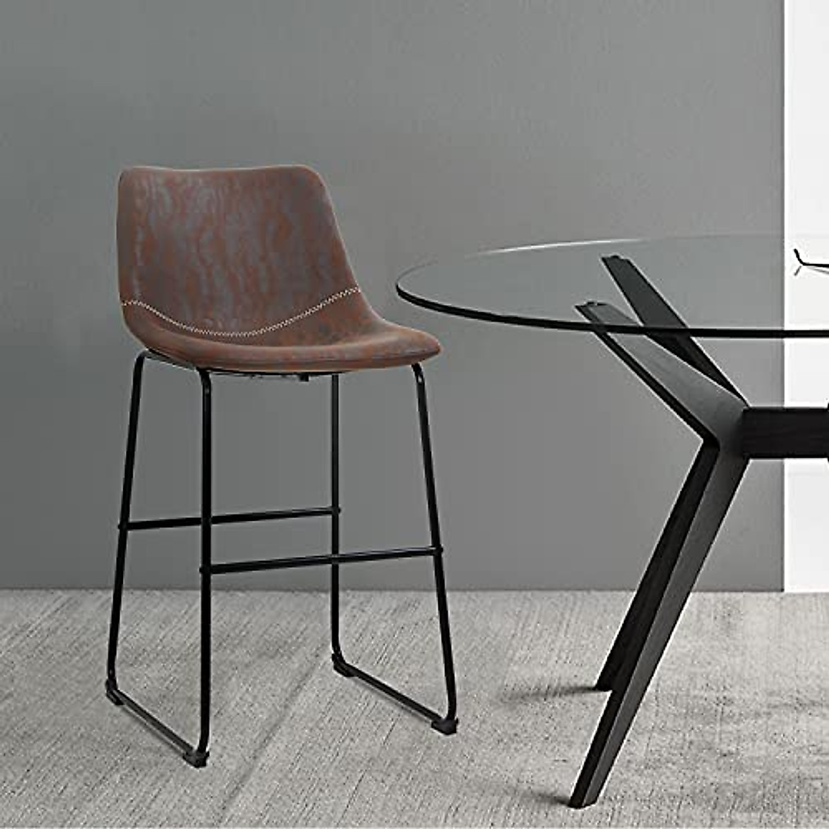 FDW Fashion Barstools,Bar stools Set of 2 Bar Stool Counter Height bar stools Chairs Kitchen Stools with Back Island Chairs for Kitchen/Dining Room,Brown (37Inch)