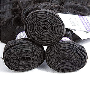 Hair Extensions, Wigs & Accessories Loose Deep Wave 3 Bundles With 4 * 4 Closure Brazilian Hair Weave Bundles Non Remy 100% Human Hair Extension for Women