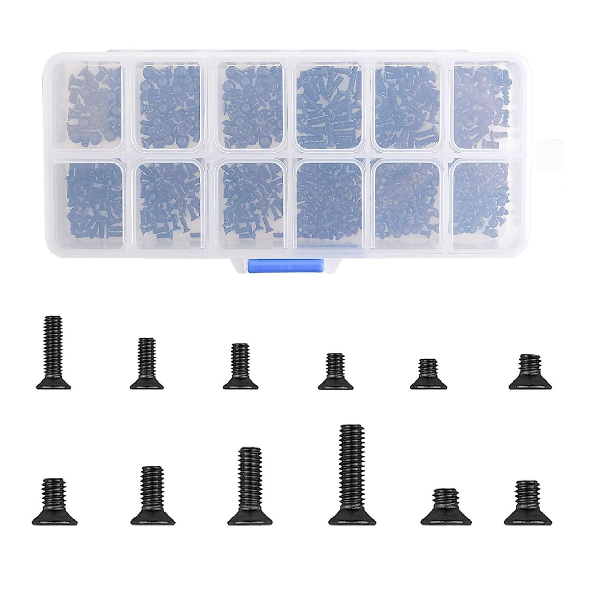 INCREWAY 710 Pcs M2 M2.5 M3 KM Flat Head Phillips Screws Cross Countersunk Machine Screw, Electronic Repair Screws Accessories, Black