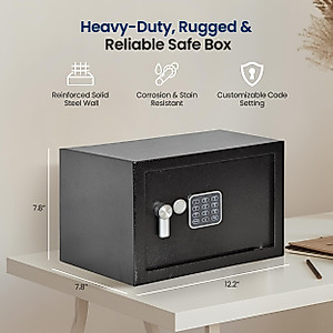 Safe and Lock Box - Safe Box, Safes And Lock Boxes, Money Box, Safety Boxes for Home, Digital Safe Box, Steel Alloy Drop Safe, Includes Keys- SereneLife SLSFE14