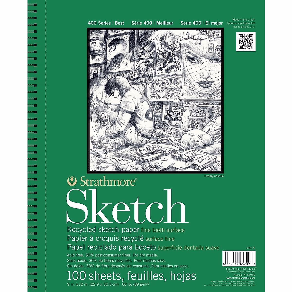 Strathmore 400 Series Sketch Pad, Recycled Paper, 3.5x5 inch, 100 Sheets - Artist Sketchbook for Drawing, Illustration, Art Class Students
