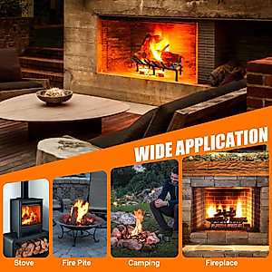 20 Inch Fireplace Grate with Ember Retainer,Cast Iron Fireplace Log Grate,Fireplace Log Holder,Heavy Duty Solid Steel Fireplace Wood Holder,Wood Stove Wrought Rack for Indoor Hearth Outdoor Fireplace