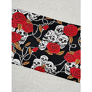 PUMCRAFT Sewing Fabric 4pcs 30 X 25cm Rose Skeleton Skull Cotton Fabric Floral Ghost Halloween Sewing Clothing Tissue Telas Textile Patchwork Bundle DIY - 30cm X 25cm Fabric Patchwork Craft