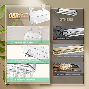 Shower Caddy Suction Cup Storage Rack Clear Acrylic Shower Shelves Glacier Water Ripples Corner Shelf For Bathroom Shower Accessories,gray Big