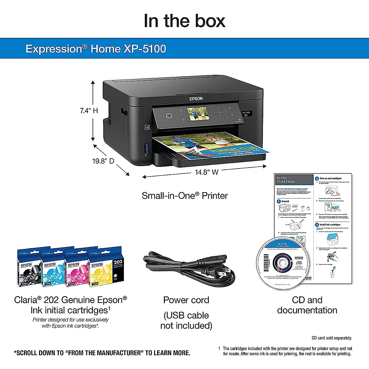 Epson Premium Expression Home XP 51 Series Small All-in-One Color Inkjet Printer I Print Copy Scan I Wireless Connections I Mobile Printing I Auto 2-Sided Printing I 2.4" LCD I 14 ISO PPM (Renewed)