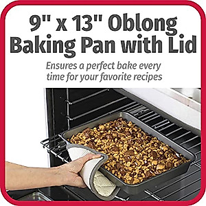 GoodCook Everyday 9" x 13" Nonstick Steel Oblong Cake Baking Pan with Metal Lid, Gray