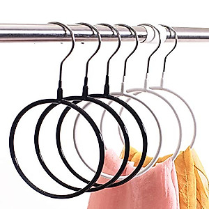 OUNONA 5PCS Metal Belt Ring Hanger for Ties Belts Scarves Shawls Pashminas (Black)
