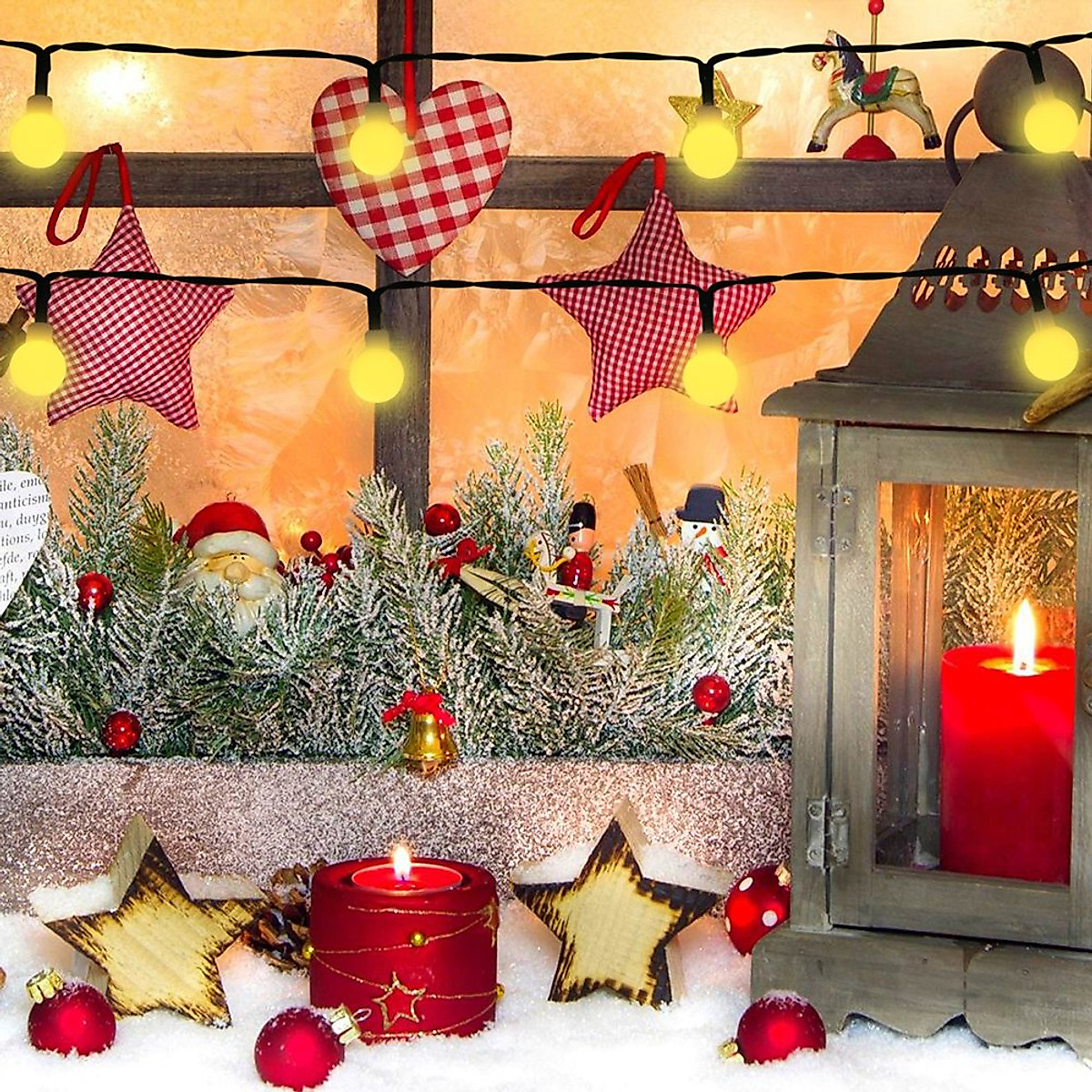 XUNATA 16ft Solar String Lights, Flexible Waterproof 20 LEDs White Ball Lights for Indoor Outdoor Home Patio Lawn Garden Party Holiday Decorations(Warm White)