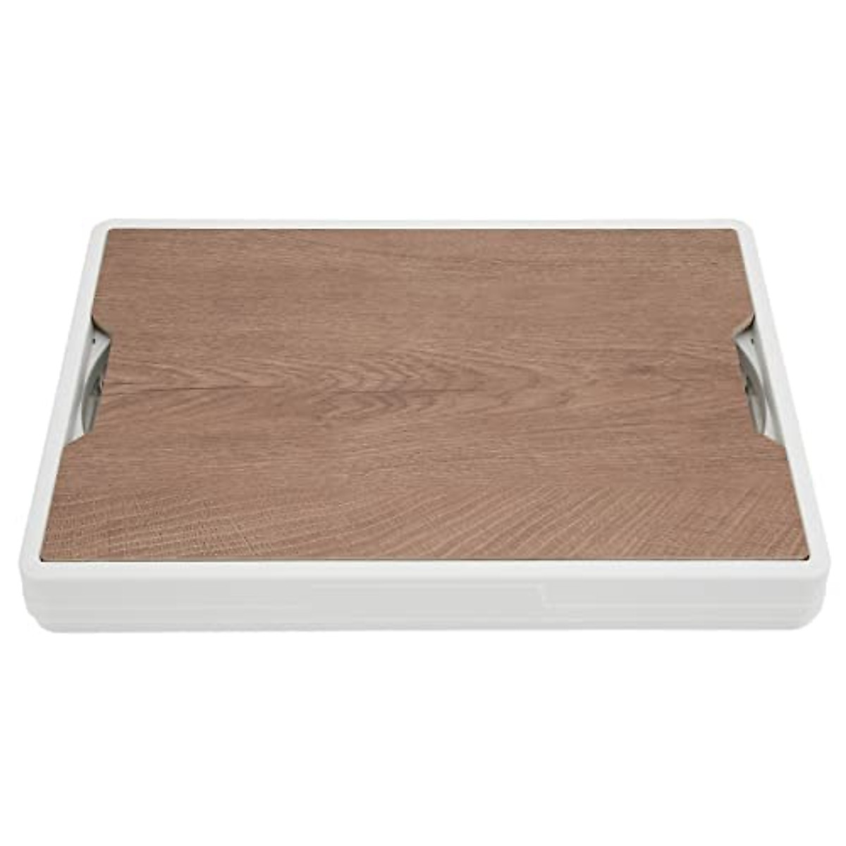 Alomejor 30L Storage Box Crate with Lid Folding Storage Box with Wooden Cover Panel for Home Outdoor(White)