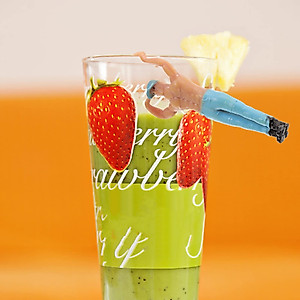 Ipetboom 16Pcs Glass Markers, Wine Glass Figure Charms Anime Figurines Doll Toy Wine Bottle Marker Cup Hanging Ornament Identify Label for Champagne Drink Markers